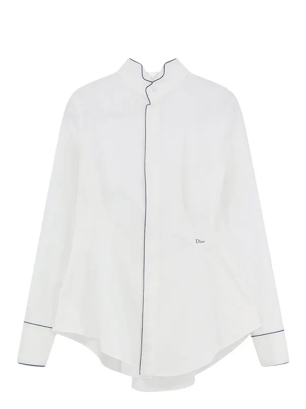 Dior Fitted Cotton Shirt With Contrasting Trim And Embroidery - Multicolor