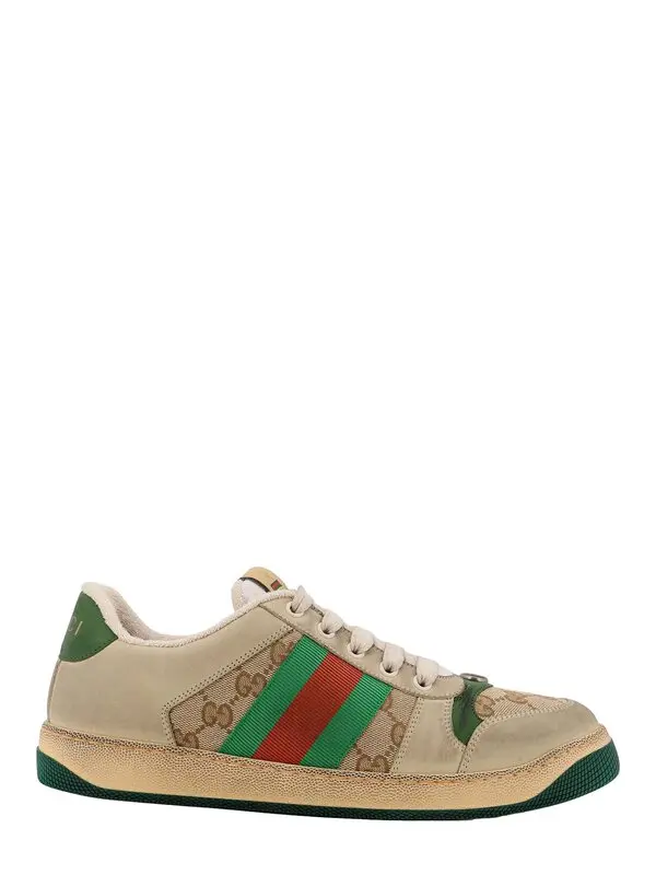 Gucci Screener Gg Low-top Vintage Leather Sneakers - Multicolor