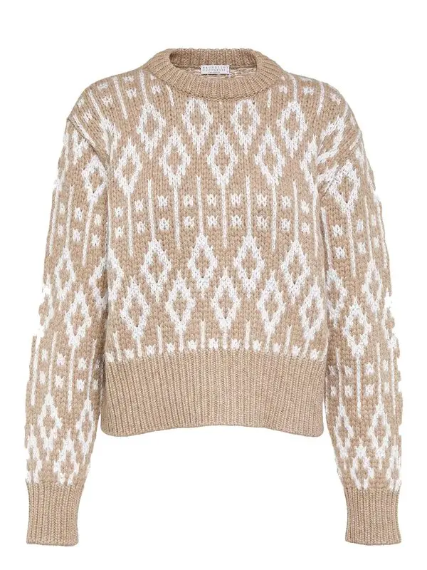 Brunello Cucinelli Jacquard Cashmere Sweater - Brown