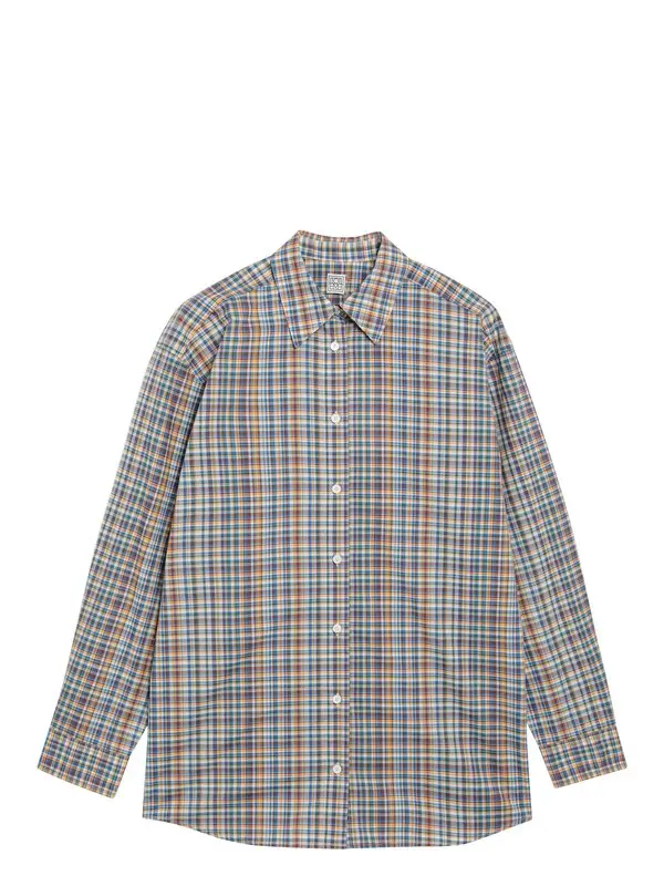 TOTEME Oversized Checked Organic Cotton Shirt - Blue
