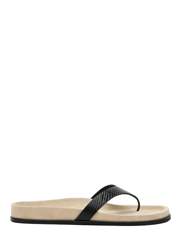 TOTEME Lizard-effect Leather Flip-flops - Black
