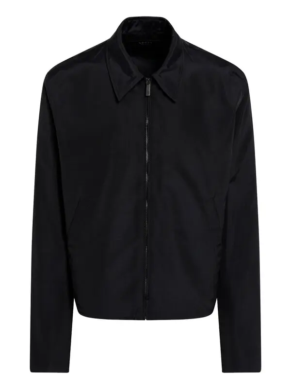Gucci Zip Jacket In Cotton And Acetate Faille - Black