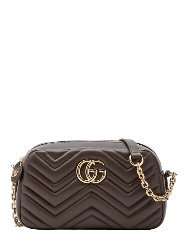 Gucci Small Gg Marmont Camera Bag In Nappa Leather - Brown