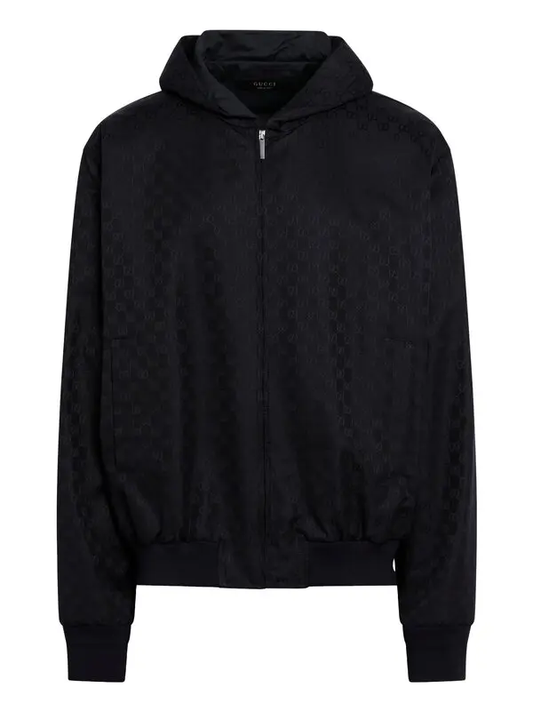 Gucci Gg Cotton Canvas Zip Hooded Jacket - Blue