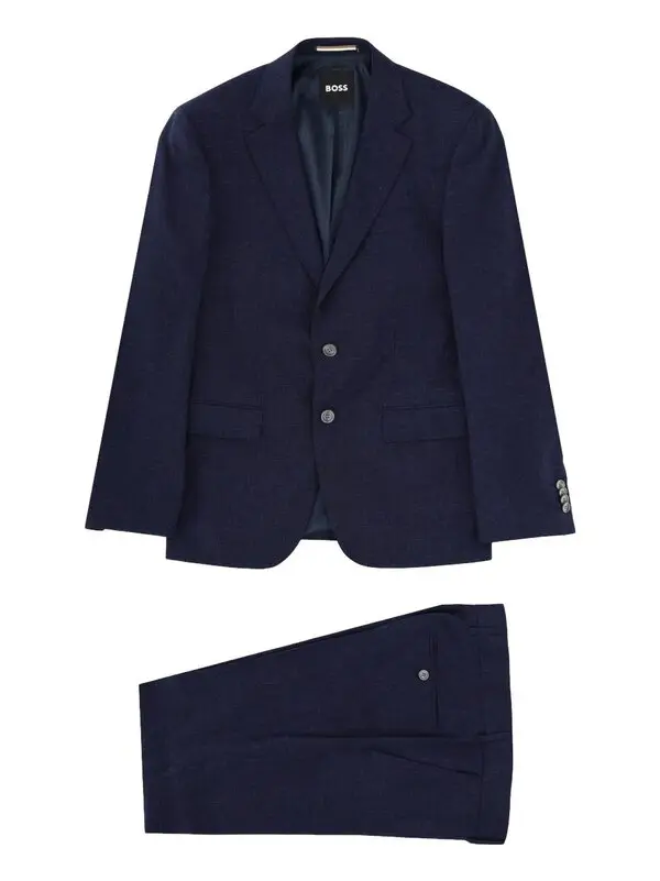 BOSS Two-piece Suit With Micro-pattern - Blue