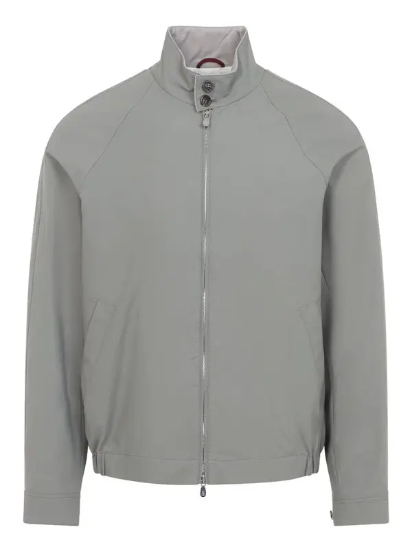 Brunello Cucinelli Khaki Cotton Gabardine Stand Collar Zip-up Jacket - Green