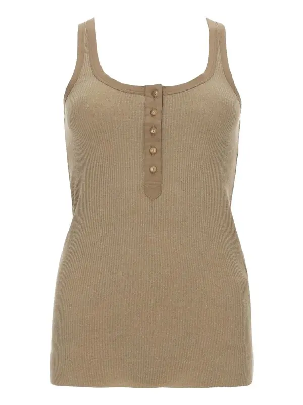 Isabel Marant Étoile Helma Ribbed Henley Tank - Brown