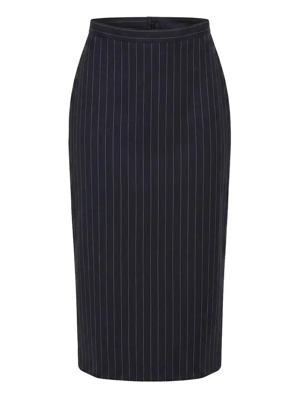 Givenchy Midi Striped Wool Skirt - Blue