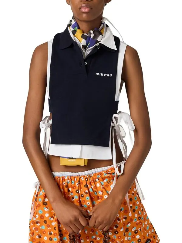 Miu Miu Sleeveless Polo Top - Blue