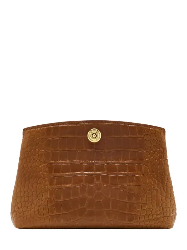 LIFFNER Pushlock Croc-effect Leather Pouch - Brown