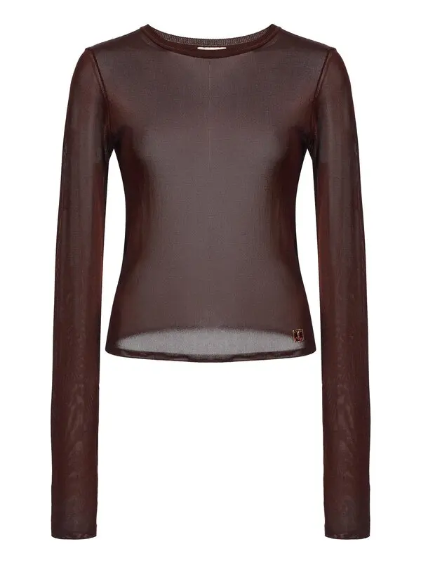 Saint Laurent Long-sleeve Sheer Top - Brown