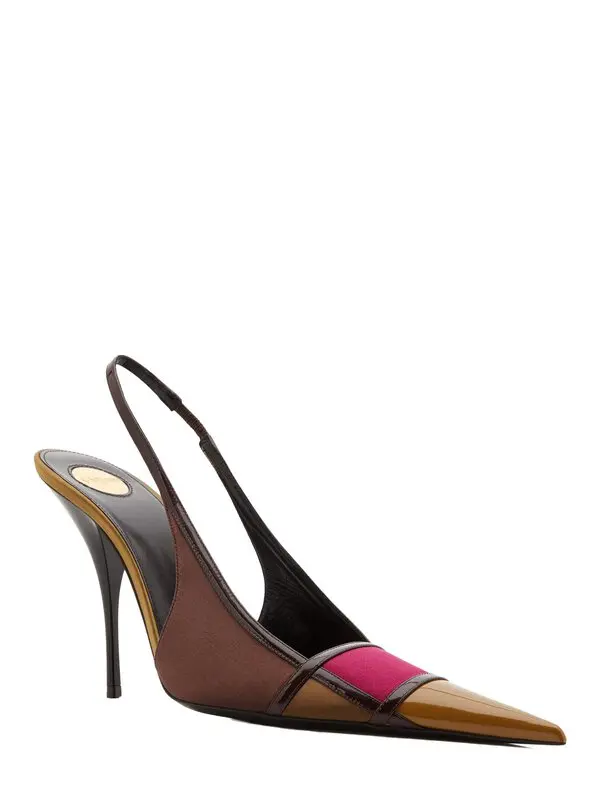 Saint Laurent Pointed Toe Slingback Pumps - Multi
