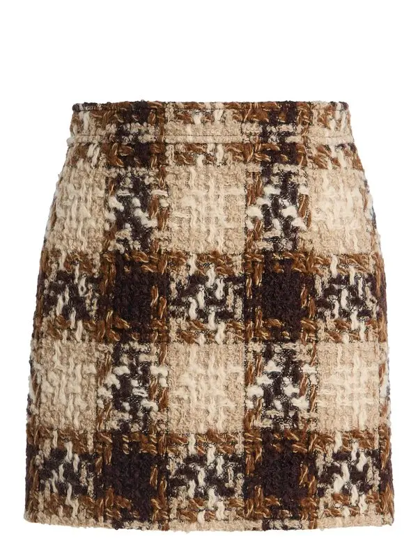Saint Laurent Checked Tweed Mini Skirt - Multi