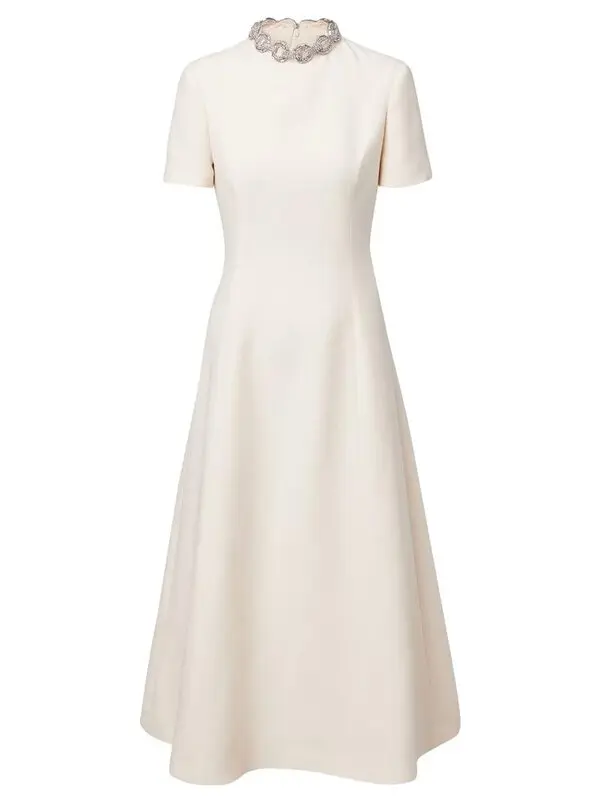 Valentino Garavani Crepe Couture Embellished Midi Dress - White