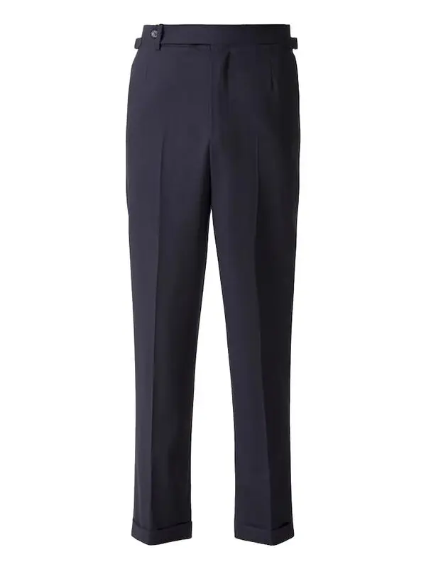 Dunhill Wool Straight Leg Tailored Trousers - Blue