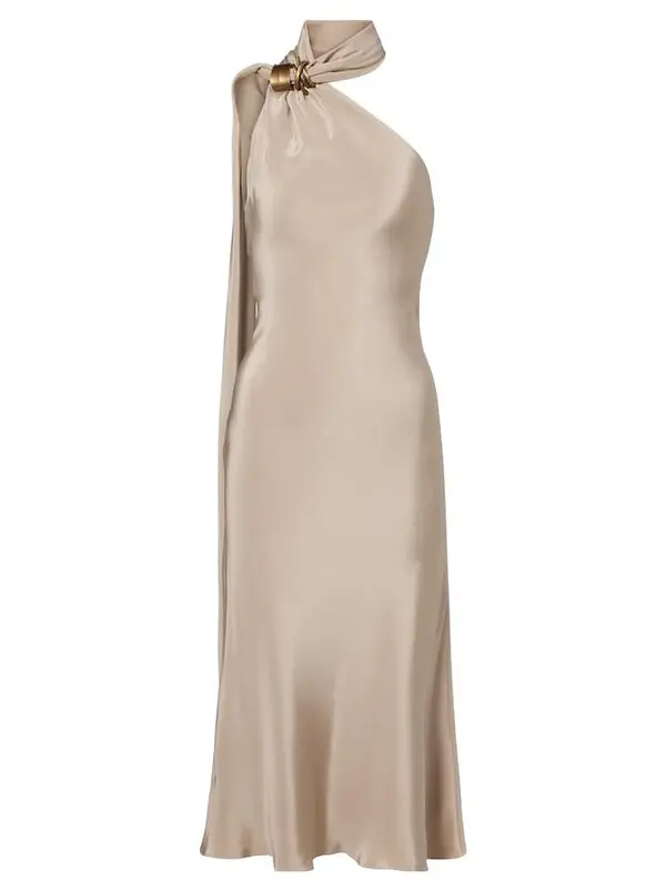 Max Mara One-shoulder Silk Crêpe Midi Dress - Grey
