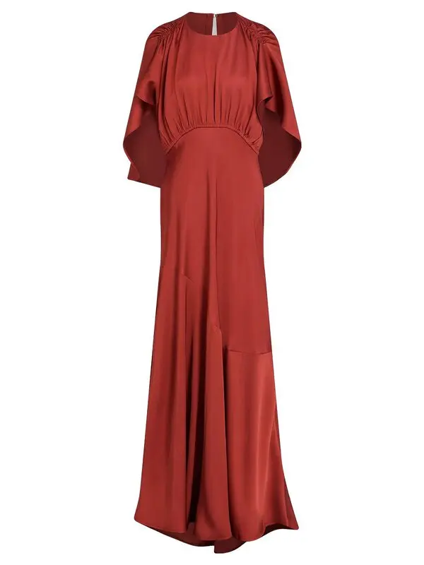 Zimmermann Cape-effect Satin-twill Gown - Tan