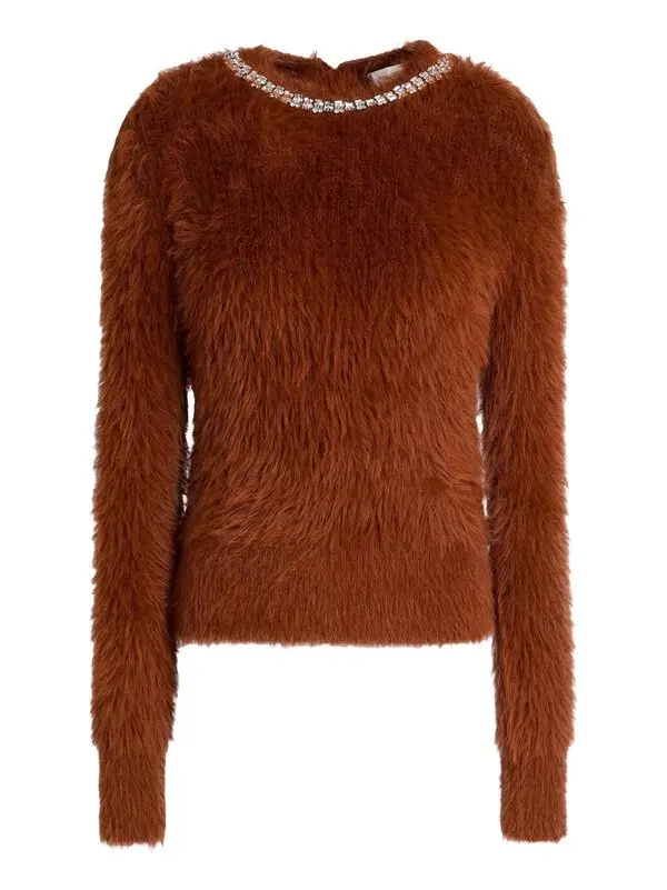 Zimmermann Embellished Brushed Knit Sweater - Brown