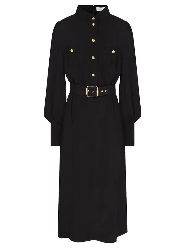 Zimmermann Belted Crepe Midi Dress - Black