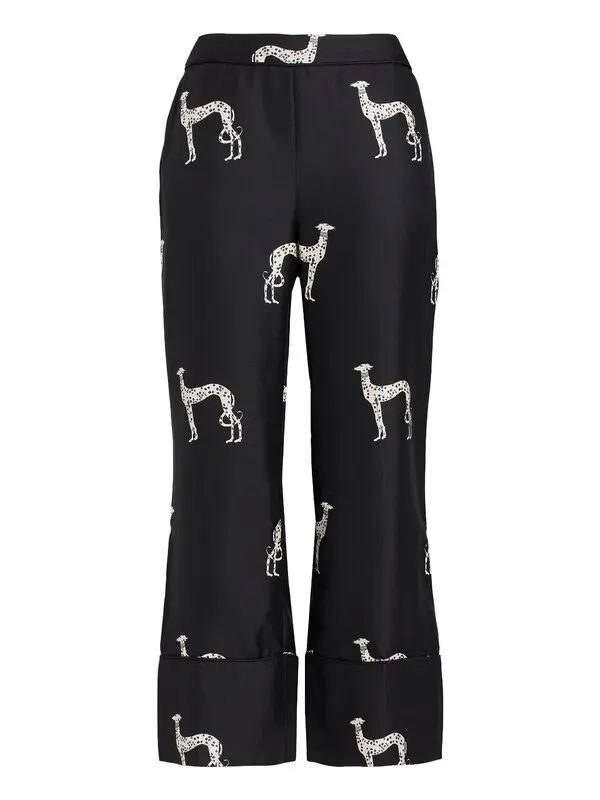 Zimmermann Printed Silk Twill Kick Flare Pants - Black