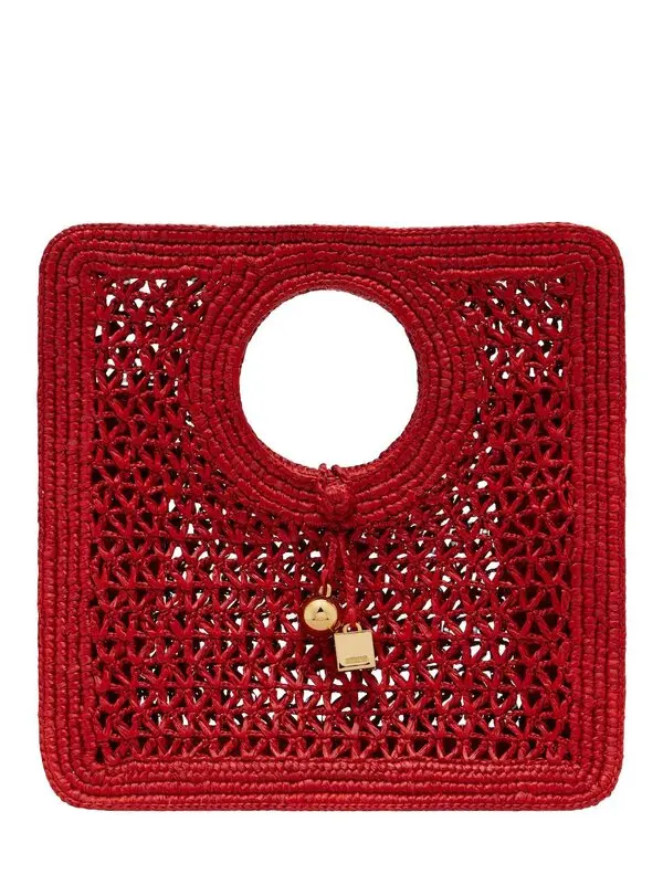 Jacquemus Spiaggia Small Raffia Top-handle Bag - Red