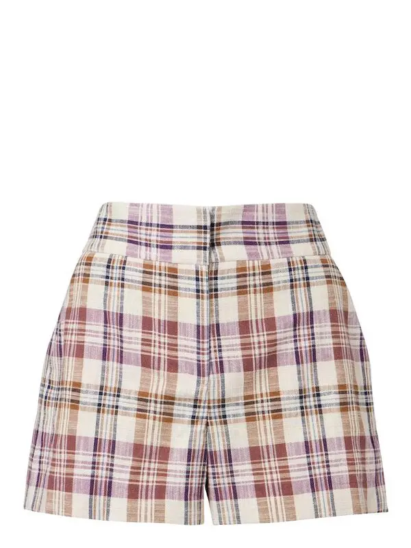 Veronica Beard Allen Plaid Shorts - Beige
