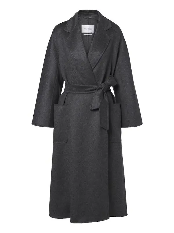 Max Mara Cashmere Wrap Coat With Detachable Scarf - Grey