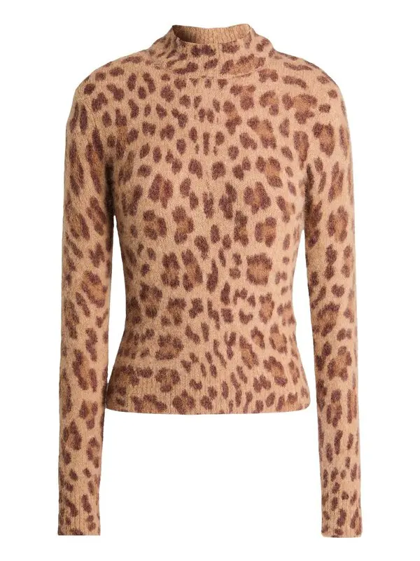 Zimmermann Leopard-print Alpaca-blend Mock Neck Sweater - Sand