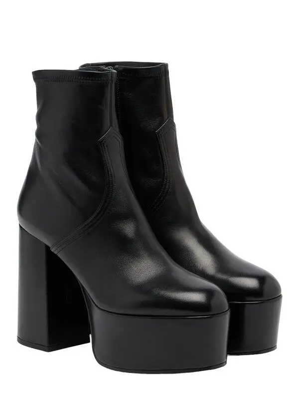 Valentino Garavani Leather Platform Ankle Boots - Black