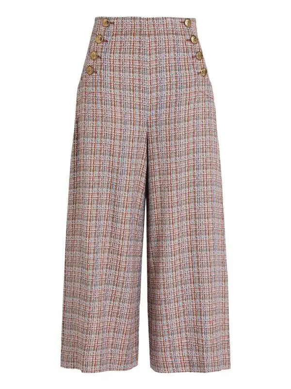 Zimmermann Button-embellished Tweed Culottes - Brown