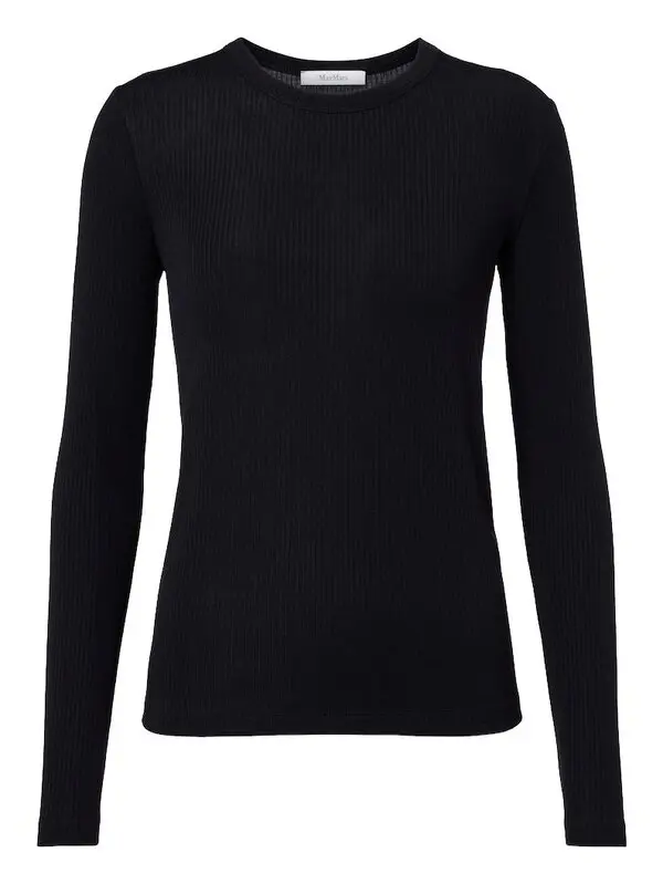 Max Mara Ribbed-knit Crewneck T-shirt - Blue
