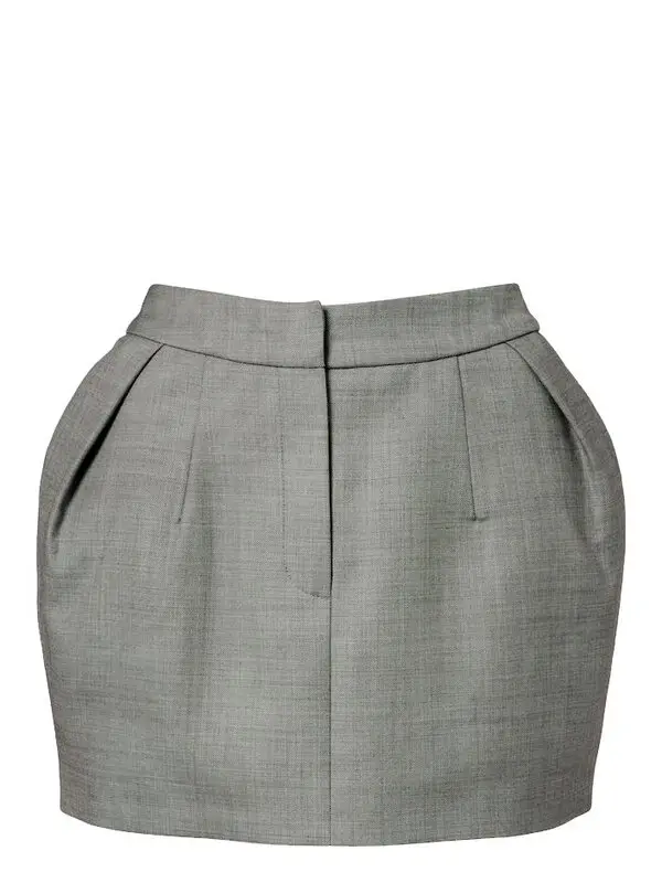 Magda Butrym Pleated Wool Miniskirt - Grey