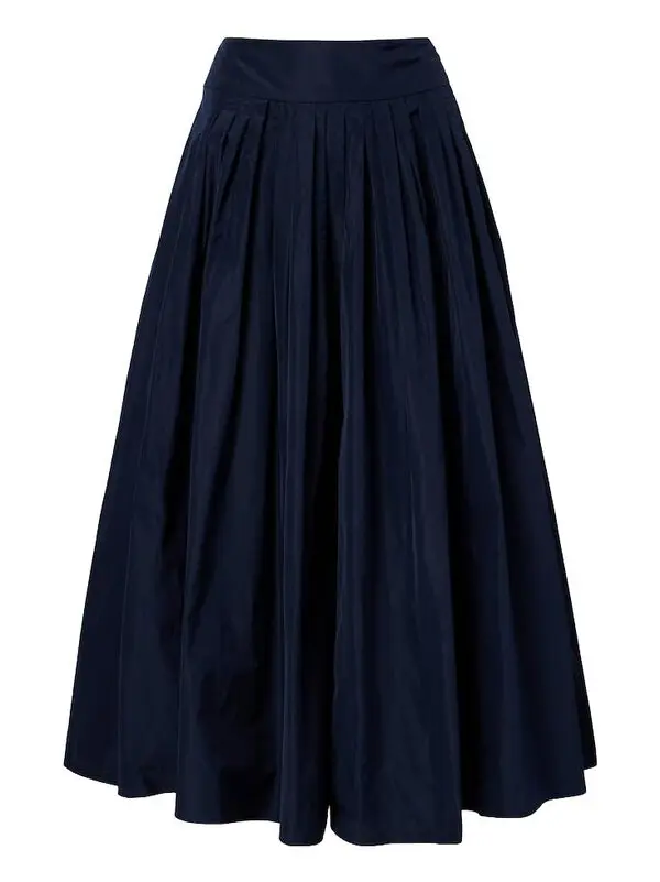 Max Mara Pleated Taffeta Maxi Skirt - Blue