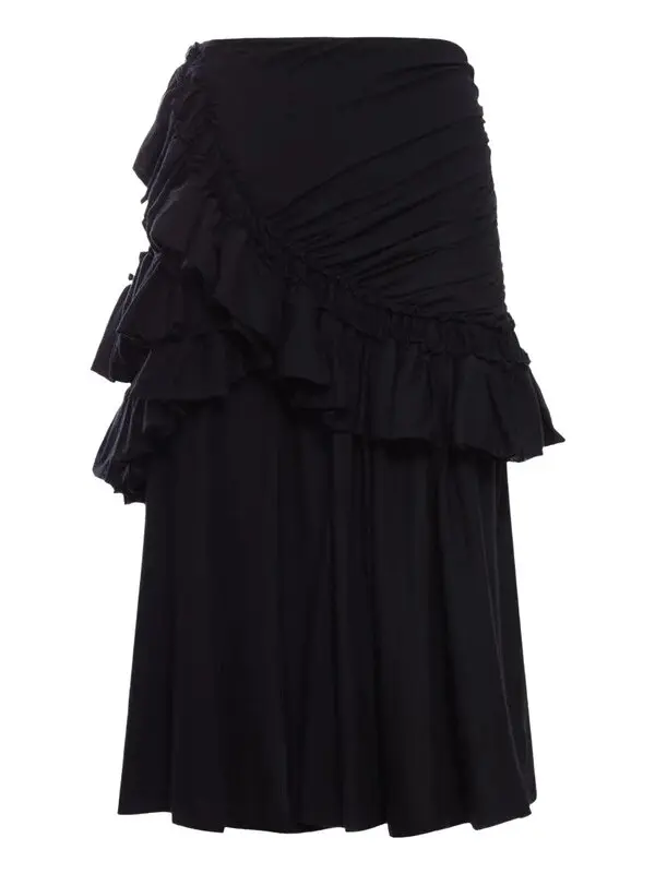 Dries Van Noten Ruffled Jersey Skirt - Black