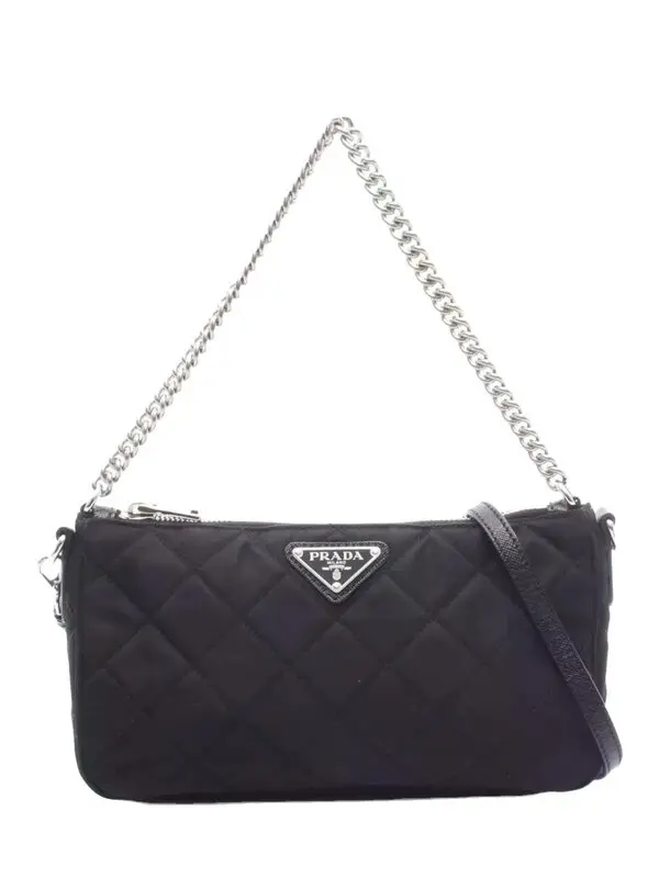Prada Quilted Chain Shoulder Bag - Black