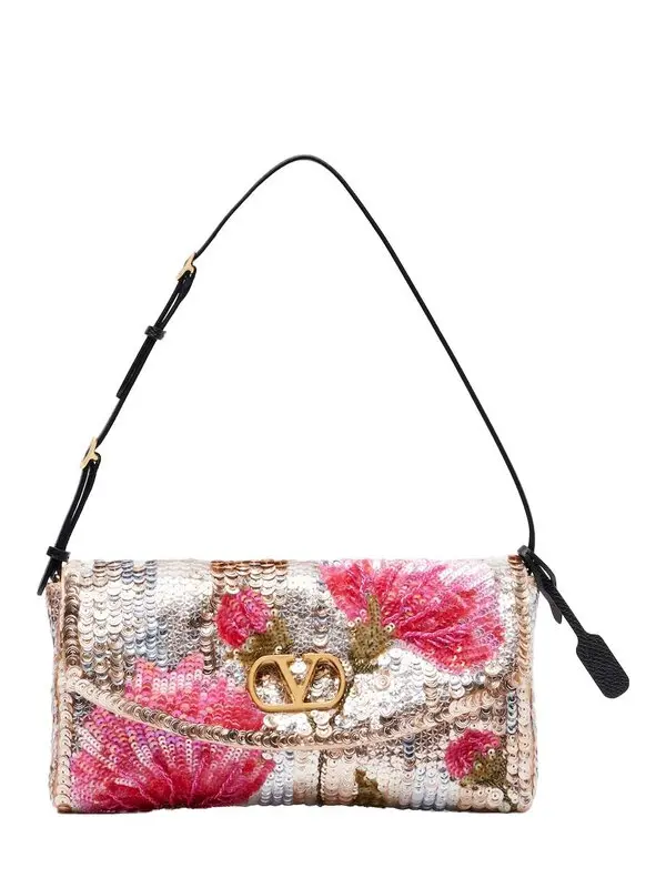 Valentino Garavani Devain Small Floral Sequined Shoulder Bag - Multicoloured