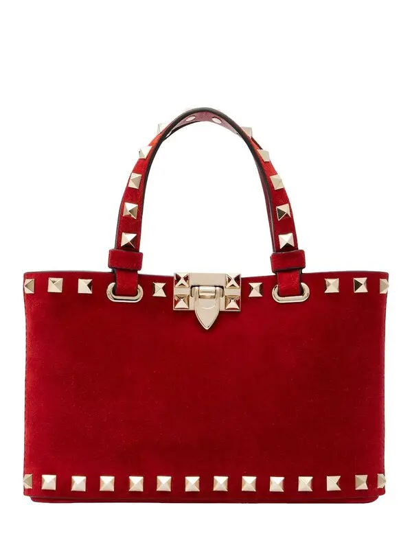 Valentino Garavani Rockstud Mini Suede Top-handle Bag - Red