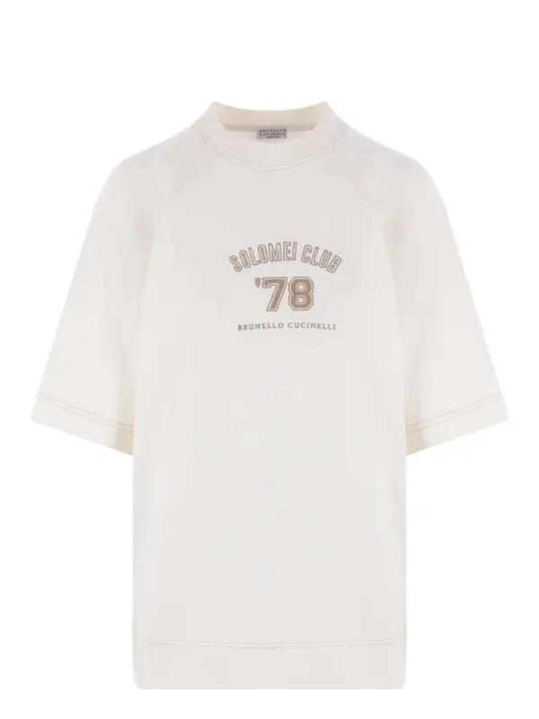 Brunello Cucinelli Embroidered Logo Sweatshirt - White
