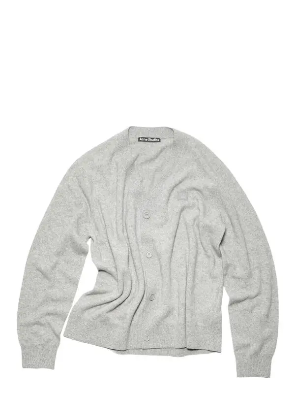 Acne Studios Face Logo Patch V-neck Cardigan - Gray