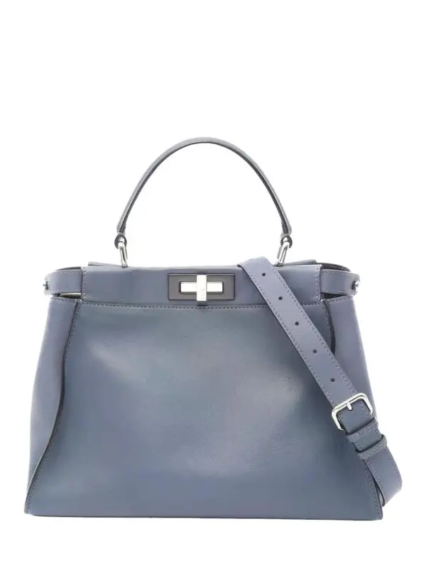 Fendi Peekaboo Leather Tote Bag - Blue