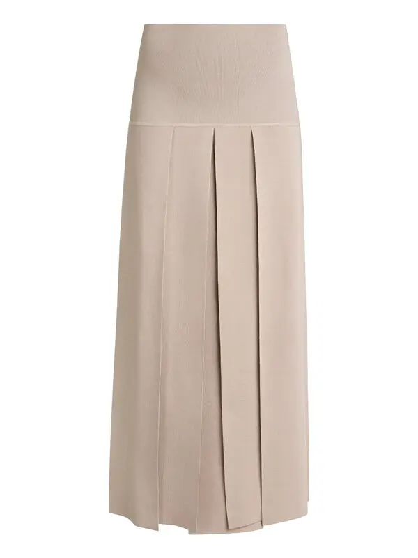 Alaïa Pleated Midi Skirt - Beige
