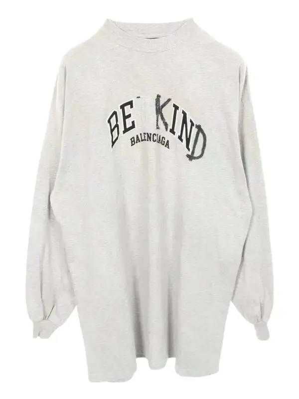Balenciaga Logo Embroidered Cotton T-shirt - Grey