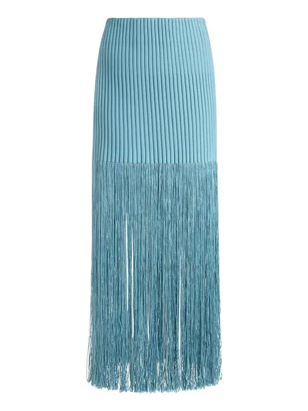 Alaïa Ribbed Fringe Maxi Skirt - Grey