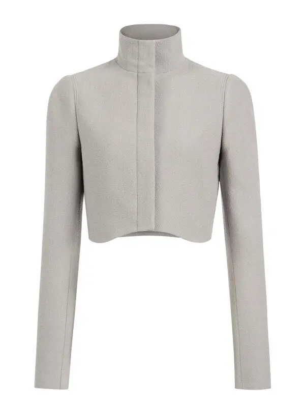 Alaïa Wool Cropped Jacket With Curved Hem - Grey