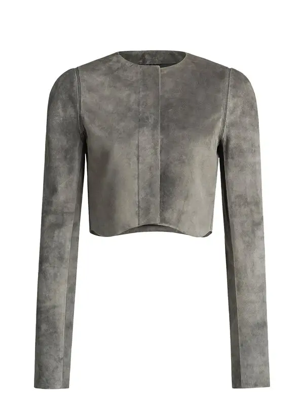 Alaïa Suede Cropped Jacket - Grey