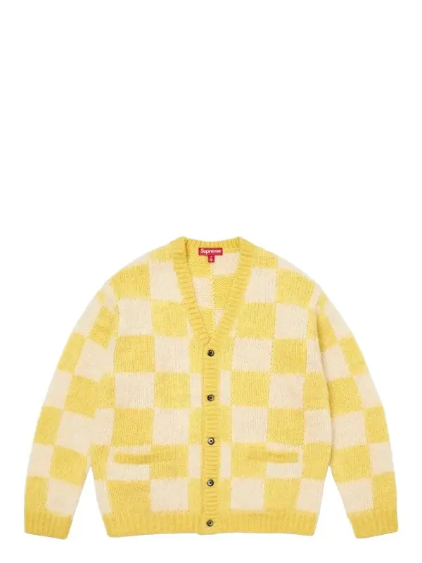 Supreme Ss26 Checkerboard Cardigan - Yellow