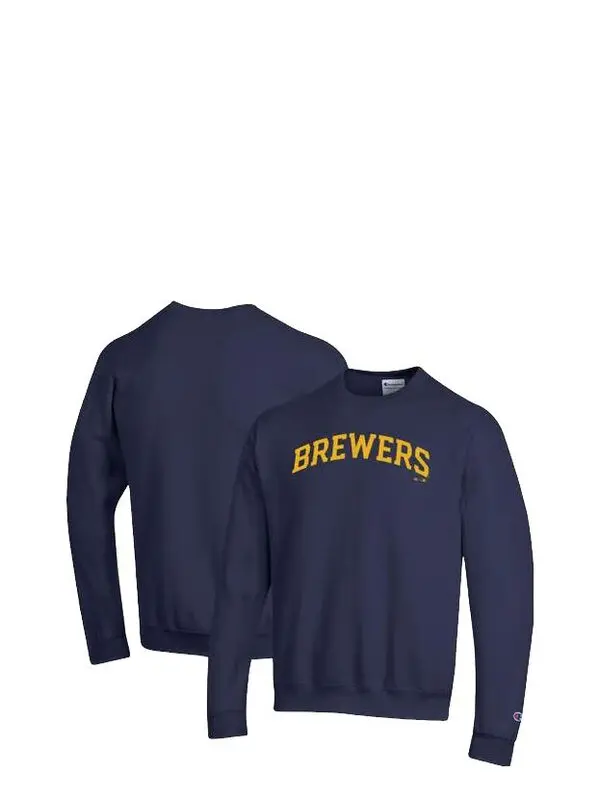 Champion Milwaukee Brewers Powerblend Wordmark Sweatshirt - Navy