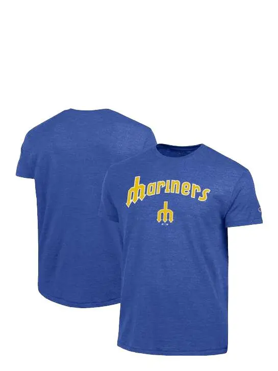 Champion Seattle Mariners Cooperstown Wordmark Lockup Tri-blend T-shirt - Royal