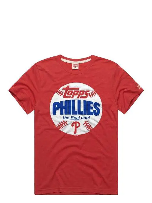 HOMAGE Philadelphia Phillies Mlb X Topps Baseball The Real One Tri-blend T-shirt - Red