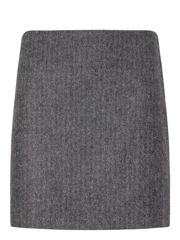 BLAZÉ MILANO Herringbone Wool-blend Mini Skirt - Gray
